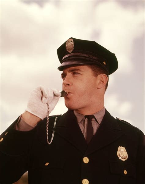 1960s Portrait Man Policeman Traffic Cop Blowing Whistle Posters