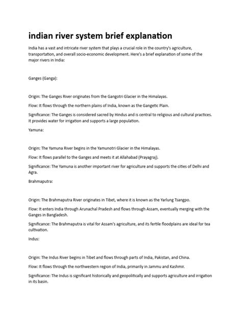 Indian River System Brief Explanation Pdf South Asia Earth Sciences