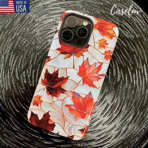 Aesthetic Autumn Maple Fall Leaves Stained Glass Graphic Case 11 12 13