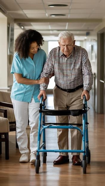 Premium Photo Unrecognizable Elderly Man Being Assisted To Walk With