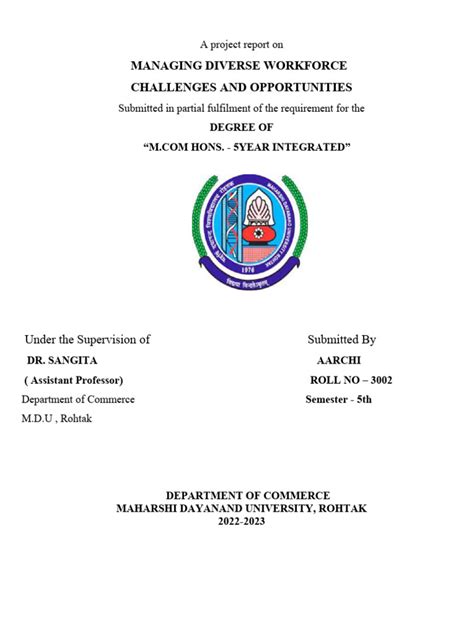 Project Report On Managing Diverse Workforce Pdf Multiculturalism Methodology