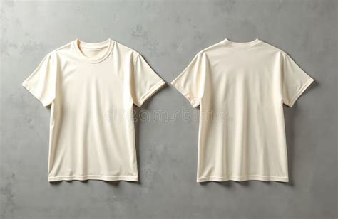 Two Blank Cream T Shirts Shown Front And Back Views Laid Flat On