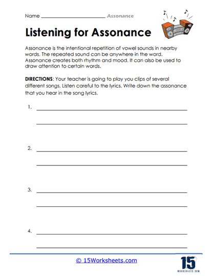 Assonance Worksheets 15