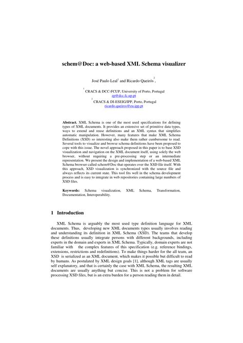 Pdf Schemdoc A Web Based Xml Schema Visualizer