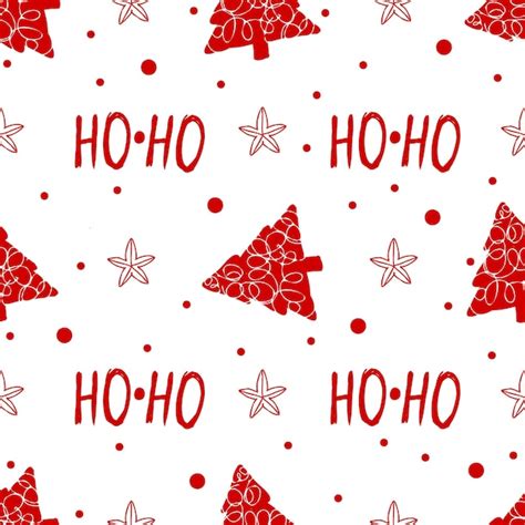 Premium Vector Ho Ho Christmas Wrapping Paper Seamless Red Christmas