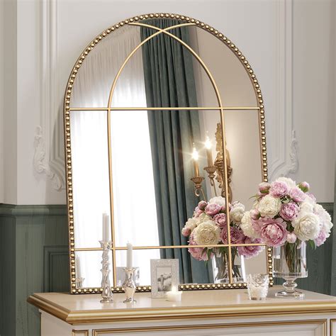 Wiserset Arched Gold Antique Mirror 22 X 30 Window Mirror With