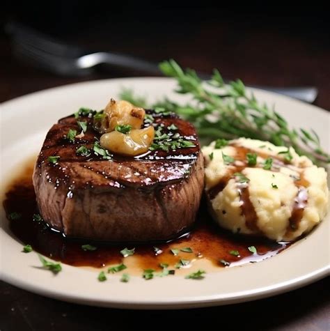 French Fillet Mignon Steak With Mashed Potato Premium Fine Dining Dish
