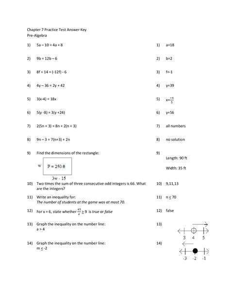 Chapter 7 Practice Test Answer Key Pre Algebra 1 5a Exercises Algebra Docsity