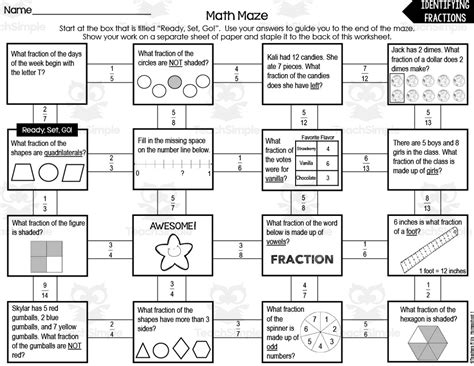 Identifying Fractions Math Maze By Teach Simple