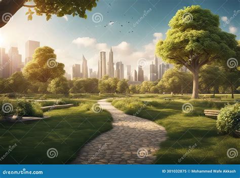 City Park Seamless Background Stock Illustrationcity Public Park
