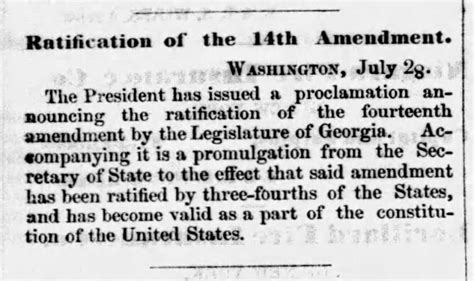 14th Amendment Adopted Into The Us Constitution 1868 ™