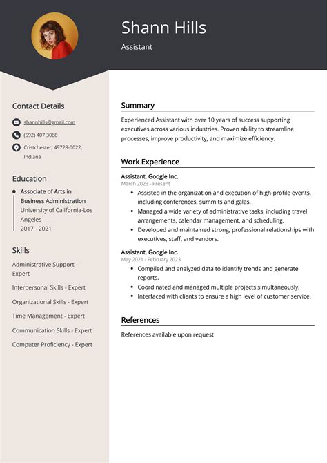 Assistant Resume Example For 2024