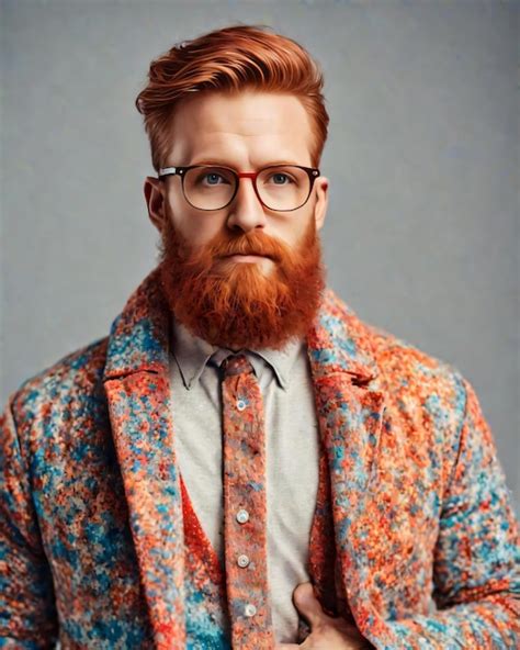 Premium Photo A Man With A Red Beard And Glasses Is Wearing A Shirt