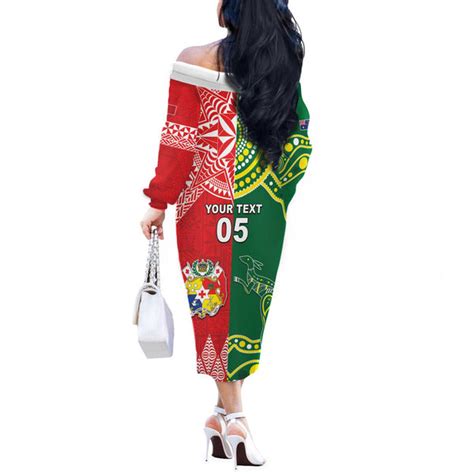Custom Tonga Xiii And Australia Kangaroos Off The Shoulder Long Sleeve