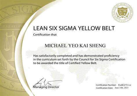 Michael Yeo Kai Sheng On Linkedin Leansixsigma Cssc