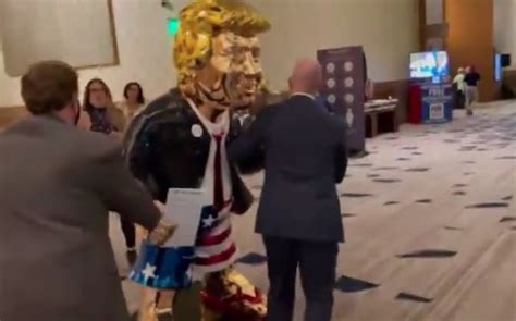 Video Of Golden Trump Statue Wheeled Into Cpac Goes Viral