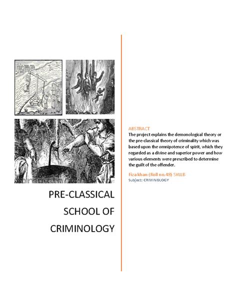 Criminology Pre Classical School Pre Classical School Of Criminology