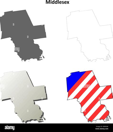 Middlesex County Connecticut Outline Map Set Stock Vector Image And Art