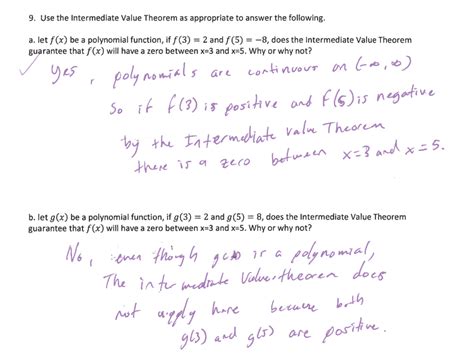 solved 9 use the intermediate value theorem as appropriate
