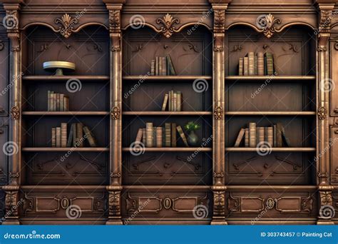 An Old Bookshelf In A Classical Style Stock Illustration Illustration