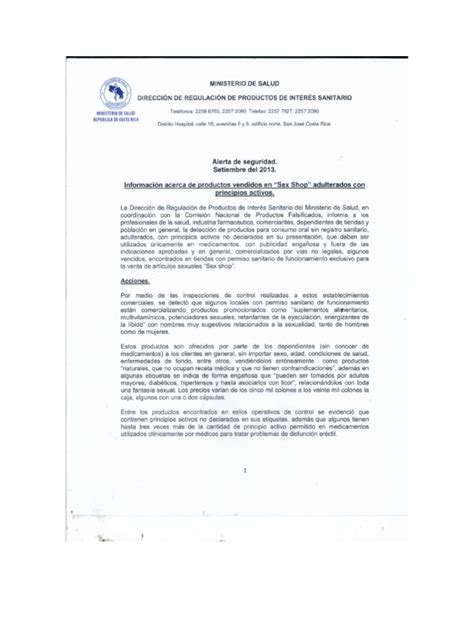 Drs Alerta Productos Sex Shop Adulterados Principio Activo 2013 Pdf