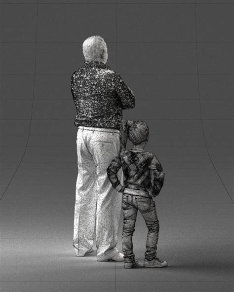 000383 3d Scanned Father And Daughter Standing Pose By 3dfarm