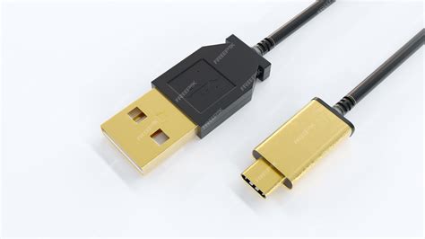 Premium Photo 3d Render Of Gold Usb Cable Isolated On White