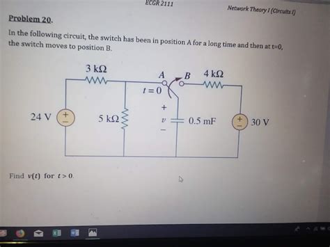 Solved Ecgr 2111 Network Theory I Ctrcults Problem 20 In