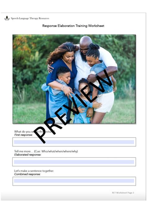 Response Elaboration Training Speech Therapy Worksheet For Aphasia