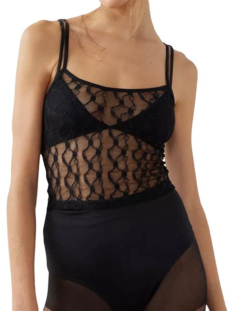 Women Sheer Mesh Crop Cami Tops Slim Floral Lace See Through Spaghetti