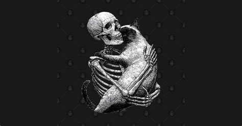 Skeleton Hugging Siamese Cat Halloween Cat Lover Cat Mom Dad Funny