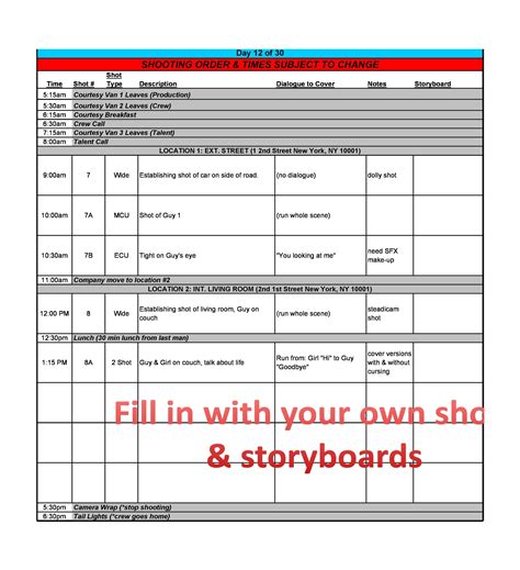 Shooting Script Template Word Toptemplate My Id