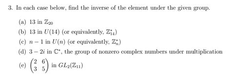 Solved In Each Case Below Find The Inverse Of The Chegg