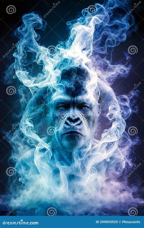 Mist Forming The Enigmatic Face Of A Gorilla Ethereal Vapors Shape