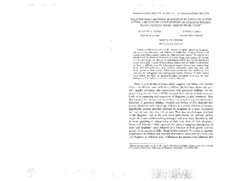 Pdf Relationships Between Achievement And Affiliation Needs And Sex Role Orientation Of