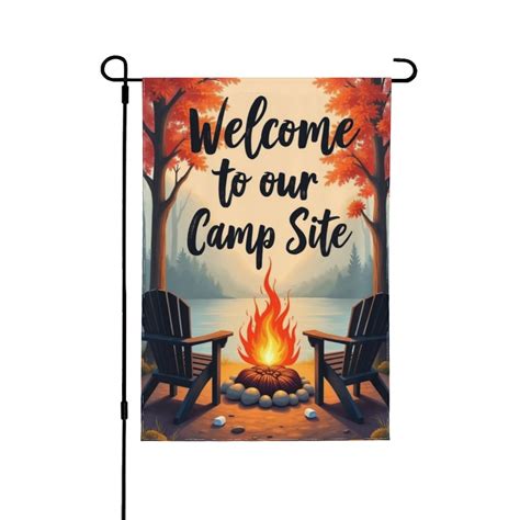 Camper Camping Garden Flag For Campsite Vertical 12 5x18 Double Sided Welcome To Our Camp Site