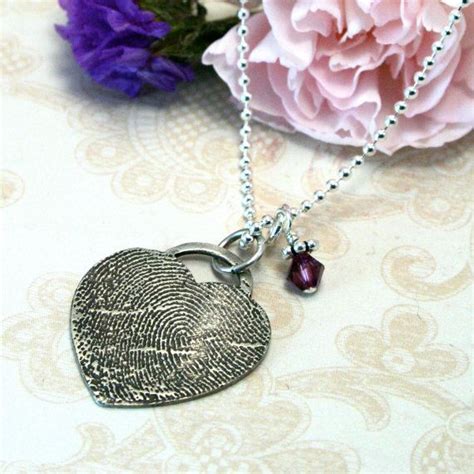 Heart Pendant Thumbprint Necklace
