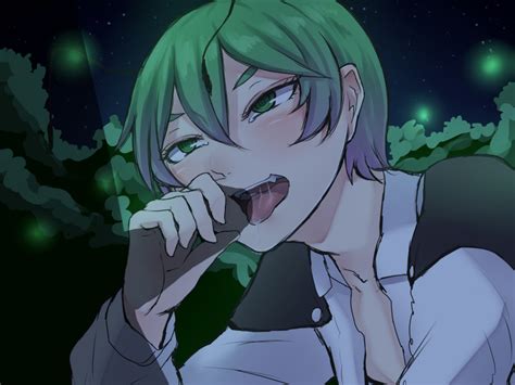 Rule 34 Antennae Fellatio Female Fireflies Green Eyes Green Hair Highres Invisible Penis Night