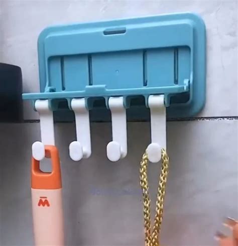 Plastic Wall Hanging Hooks Hanger Stand With 4 Hooks 1 Piece Load