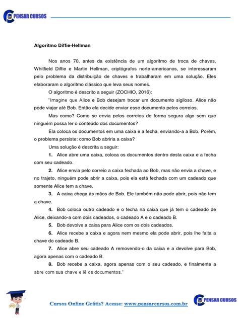 algoritmo diffie hellman pdf criptografia de chave pública