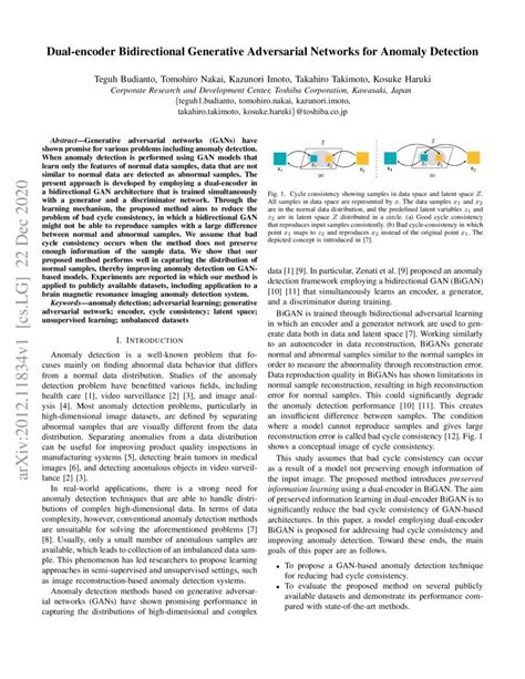 Dual Encoder Bidirectional Generative Adversarial Networks For Anomaly