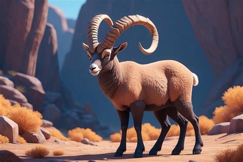 Premium Photo Super Cute Ibex In The Style Of Pixar Cartoon Generative Ai