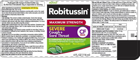 Robitussin Maximum Strength Severe Cough Plus Sore Throat Liquid
