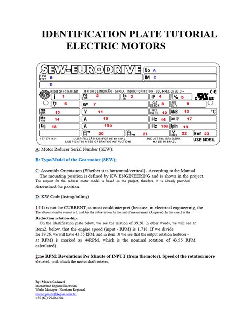 Electric Motor Identification Plate Guide Pdf Electric Motor