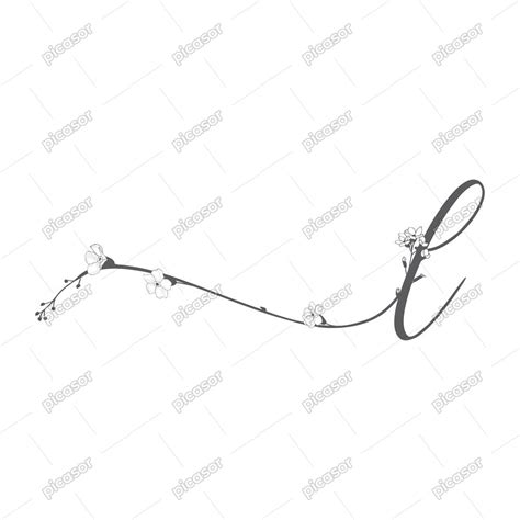 وکتور حرف L با شاخه گلهای ظریف وکتور لوگو L با گل پیکاسور