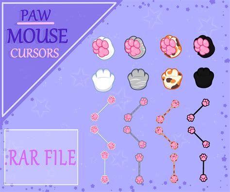 Cute Paw Mouse Cursor Pc Windows Desktop Rar And Cur Etsy