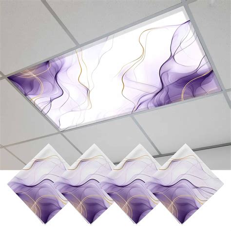 Marble Purple Magnetic Fluorescent Light Covers For Ceiling Lights