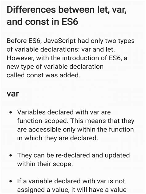 Difference Between Var Let And Const Pdf
