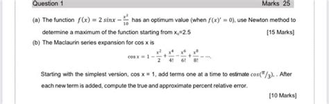 solved a the function f x 2sinx−10x2 has an optimum value