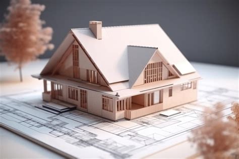 Premium AI Image Model Of House Building Standing On Architectural Project Generative AI